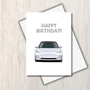 Tesla Model 3 Card - Happy Birthday, Car Card, Cute, Card, Tesla Card ...