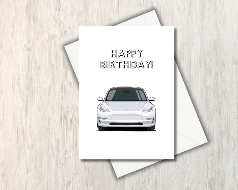 Tesla Model 3 Card - Happy Birthday, Car Card, Cute, Card, Tesla Card ...