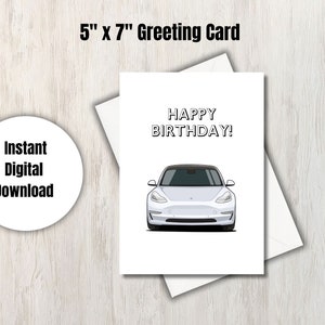 Tesla Model 3 Card - Happy Birthday, Car Card, Cute, Card, Tesla Card ...
