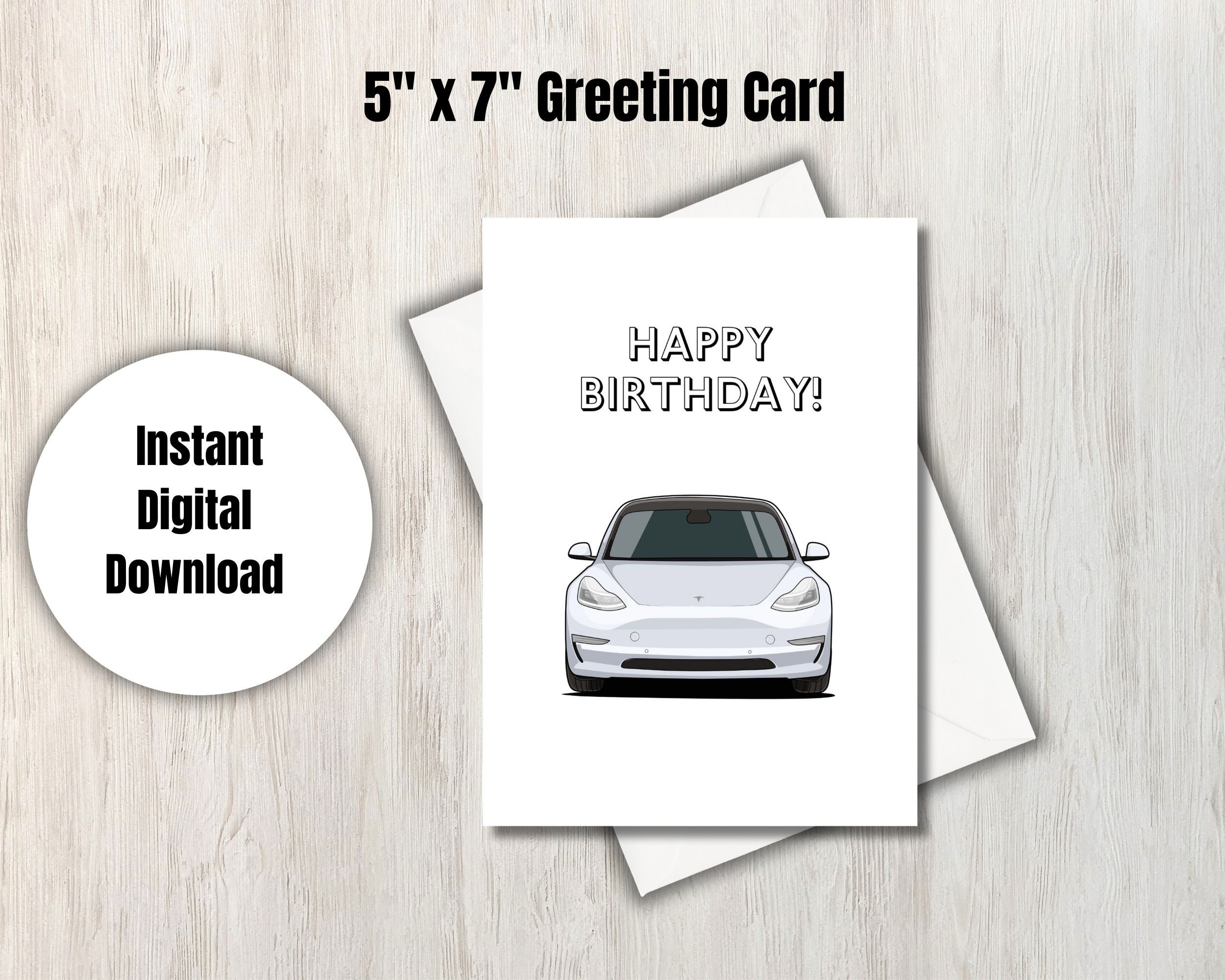 Tesla Model 3 Card - Happy Birthday, Car Card, Cute, Card, Tesla Card ...