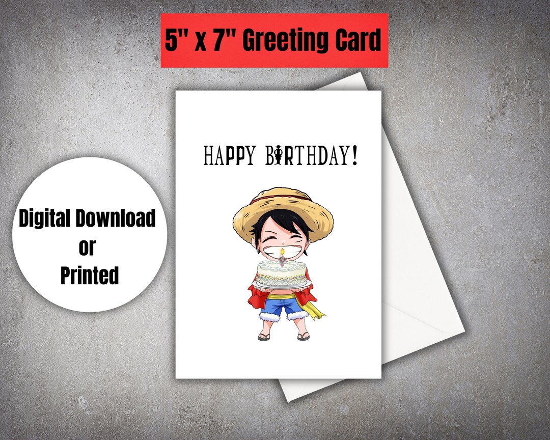 Anime Card - Hat Pirates Happy Birthday, Cute, Punny Card DIGITAL ...