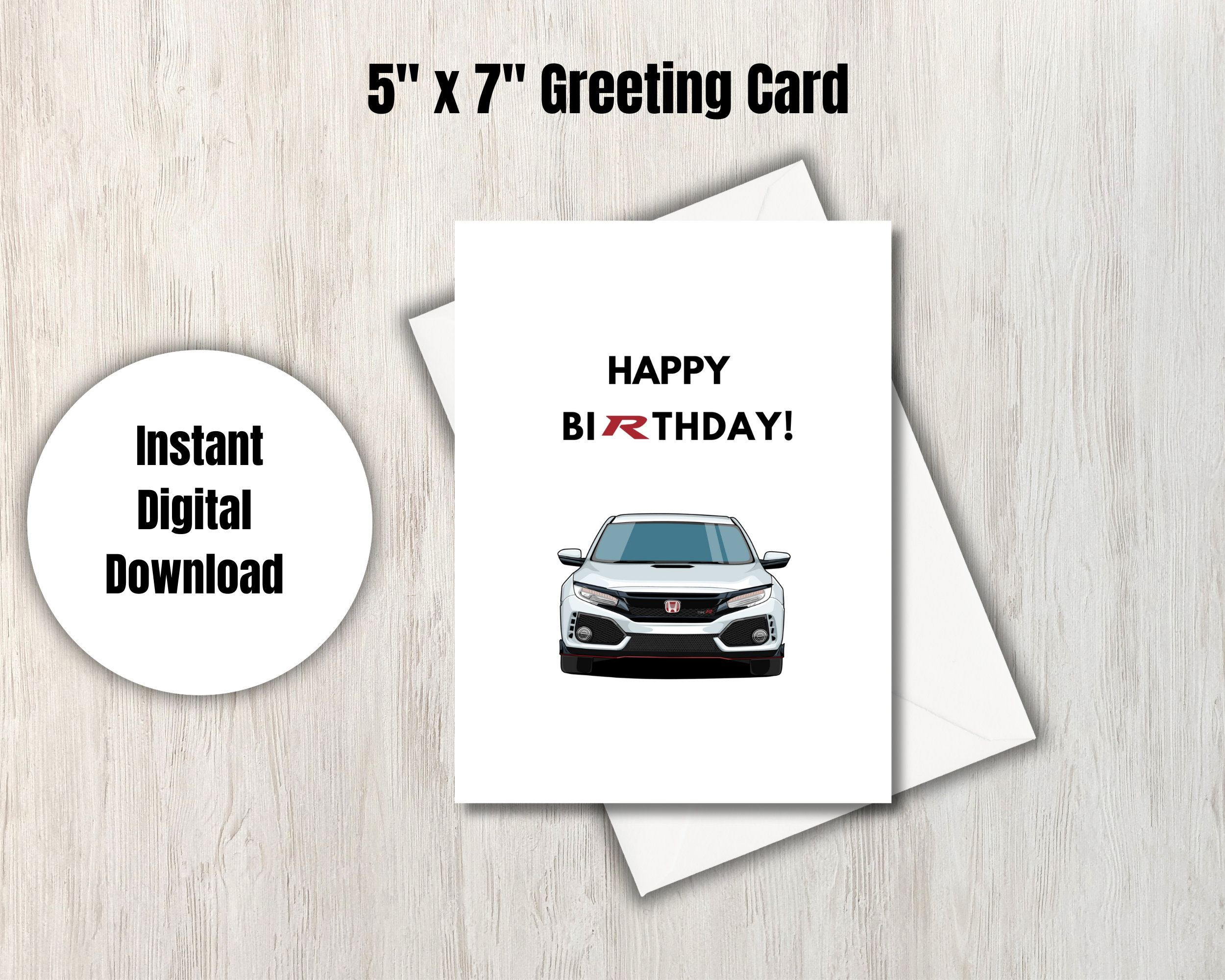 Honda Civic Type R Printable Card, Birthday Card, Honda Lover, JDM Card ...