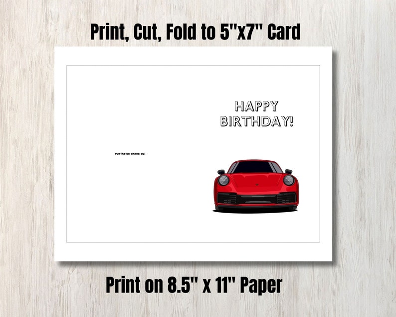 Porsche 911 Card - Happy Birthday, Car Card, Cute, Card, 911 Card, Red ...