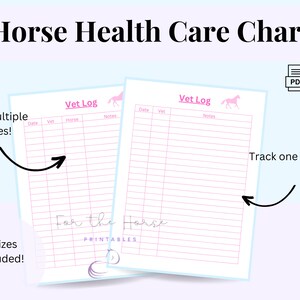 Printable Horse Vet Records, Horse Planner Insert, Horse Record Keeping ...