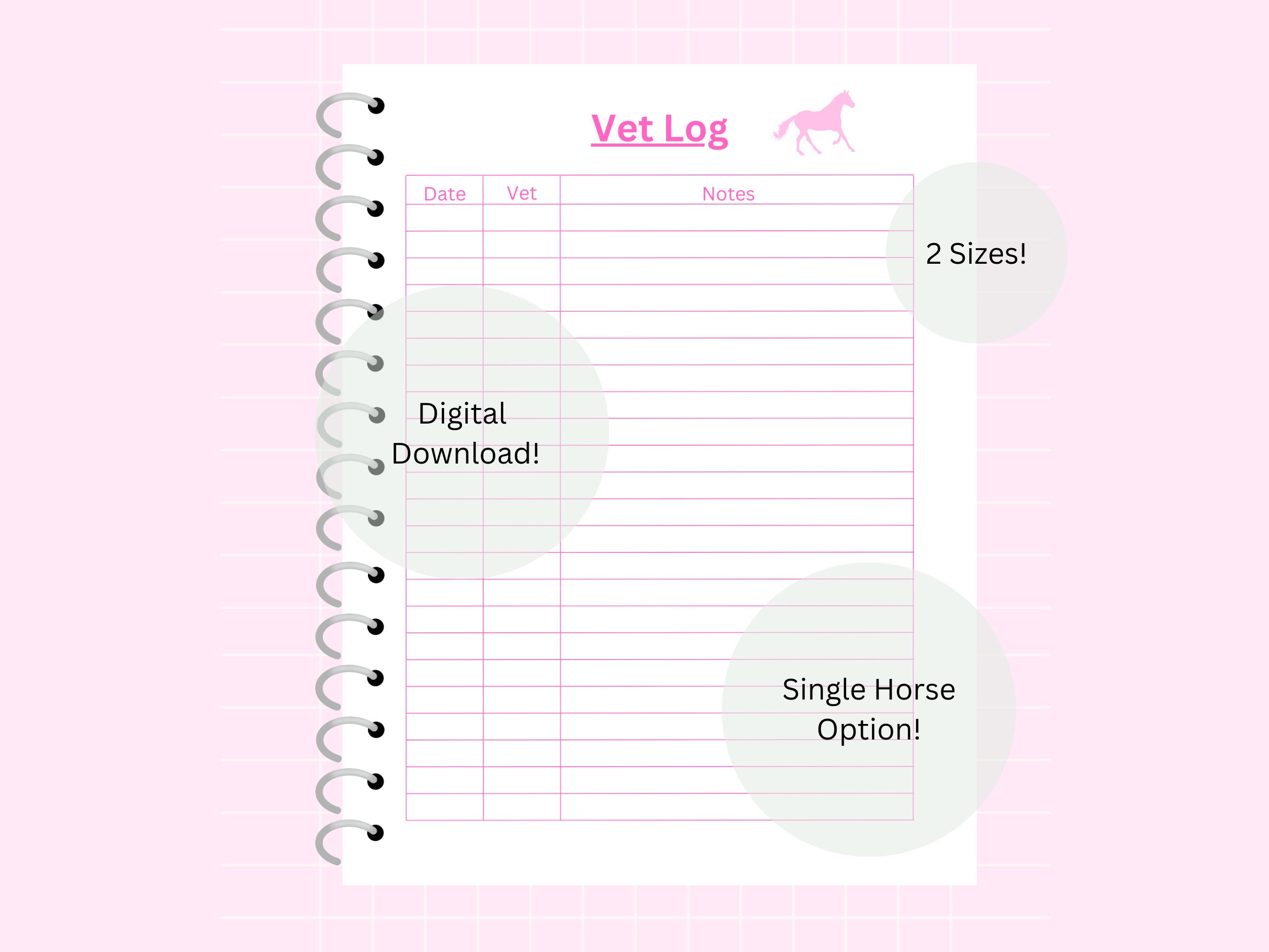 Printable Horse Vet Records, Horse Planner Insert, Horse Record Keeping ...