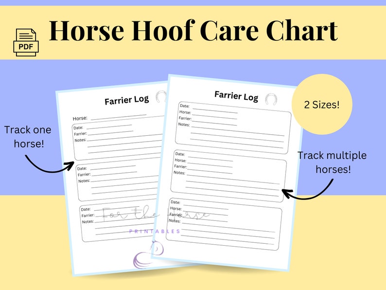 Printable Farrier Log, Horse Hoof Care Chart, Hoof Care Tracker ...