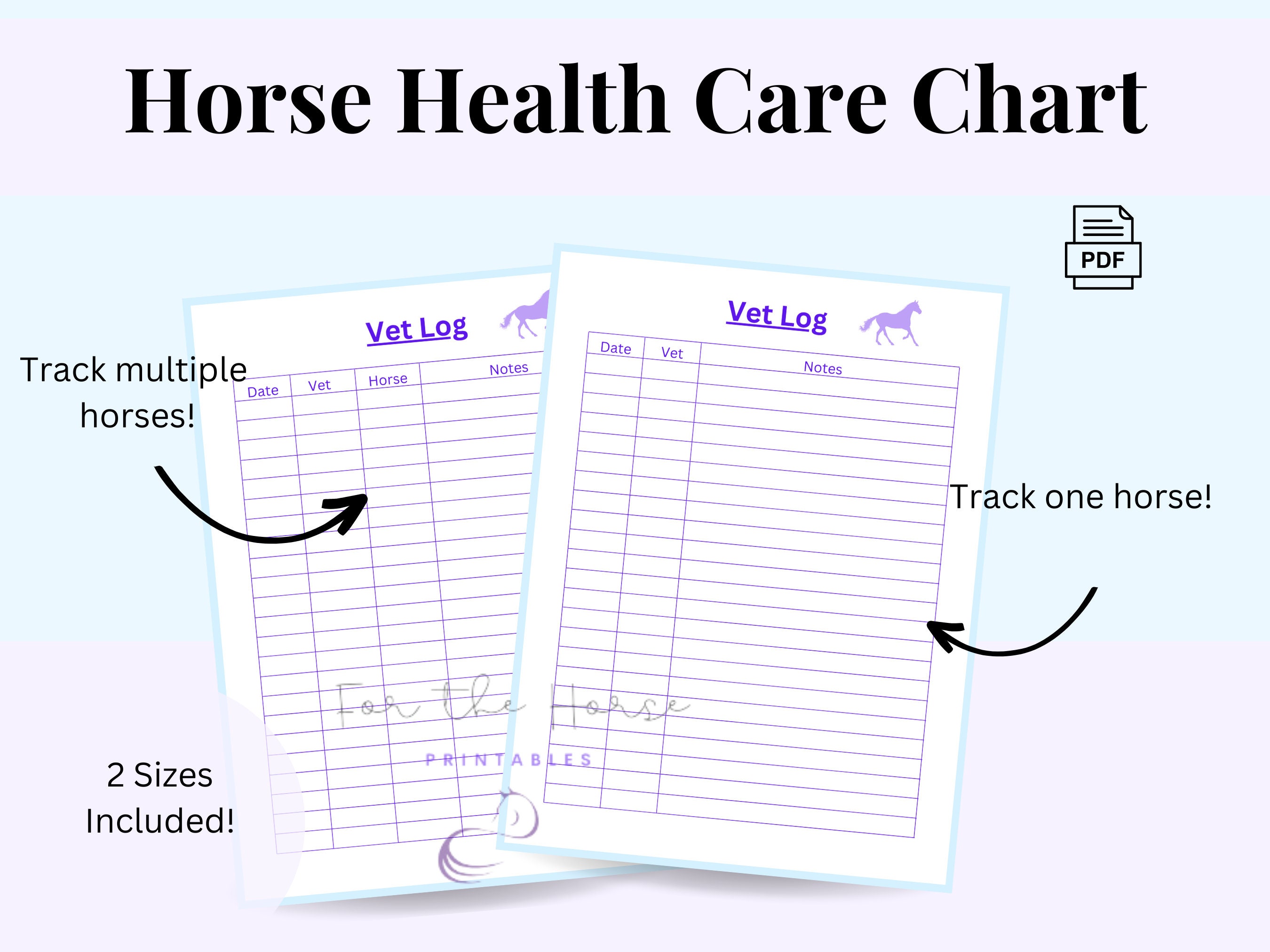 Printable Equine Health Log, Veterinary Visit Tracker, Horse Health ...