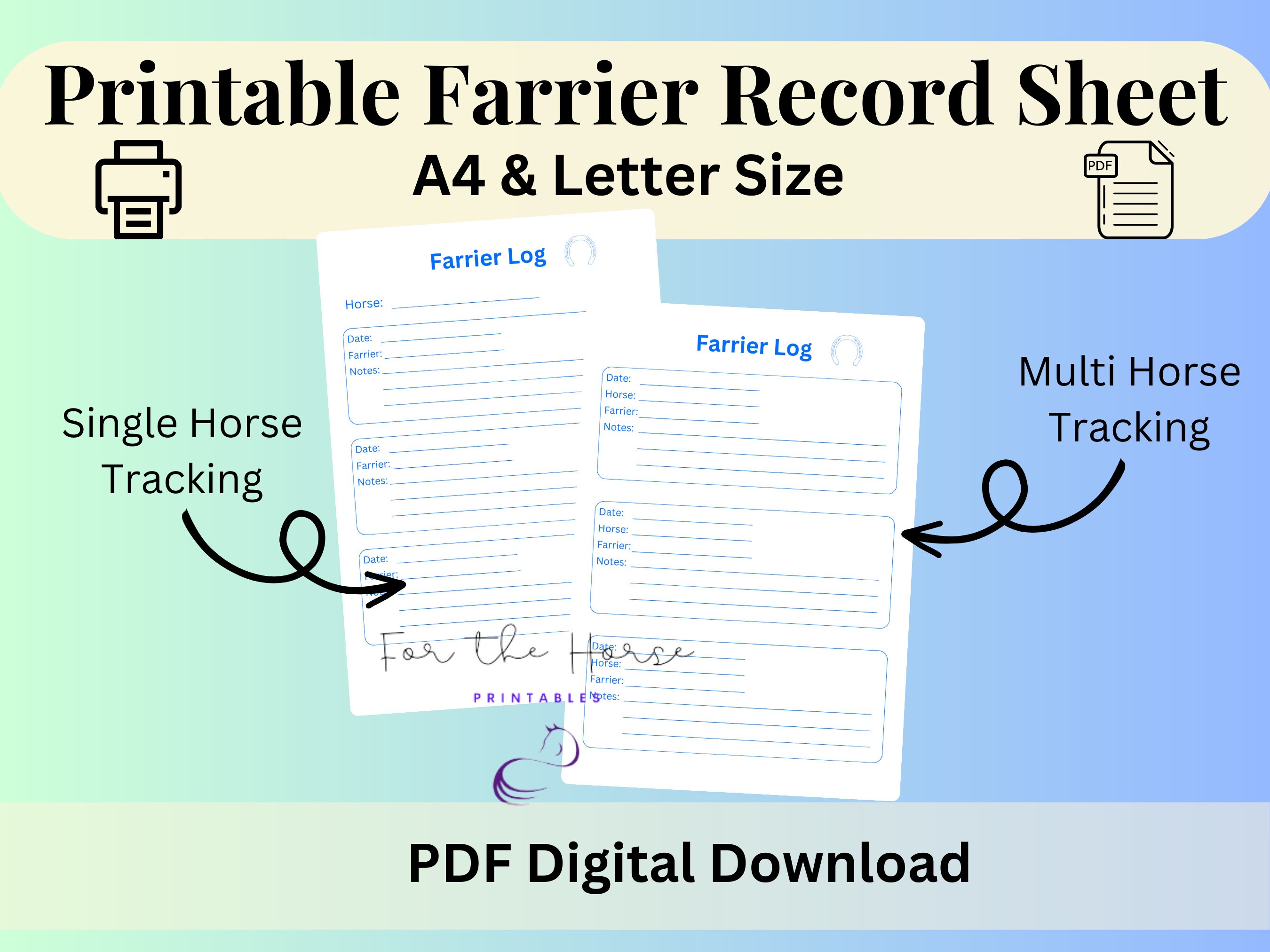 Printable Farrier Log, Farrier Record Keeping, Hoof Health Tracker ...