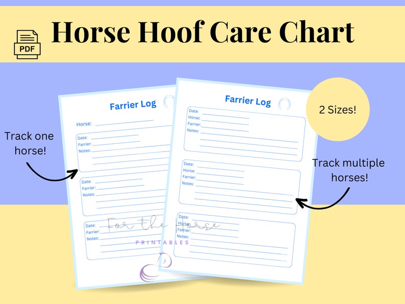Printable Farrier Log, Farrier Record Keeping, Hoof Health Tracker ...