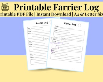 Printable Farrier Log, Farrier Record Keeping, Hoof Health Tracker ...