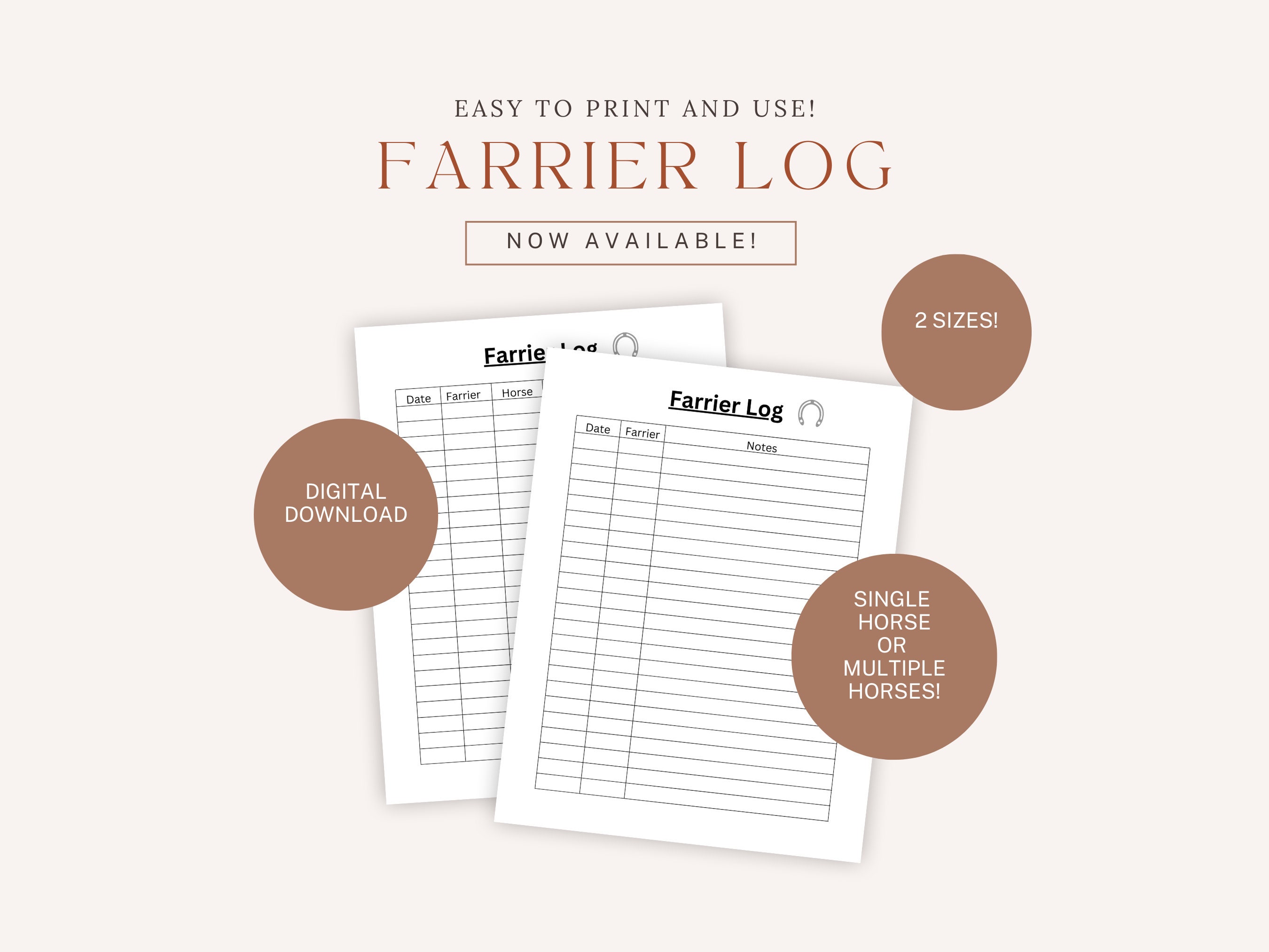 Farrier Log, Farrier Record Keeping Log, Horse Hoof Care Record Chart ...