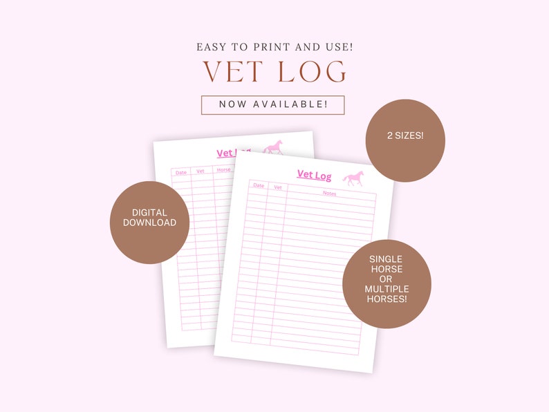 Printable Horse Vet Records, Horse Planner Insert, Horse Record Keeping ...