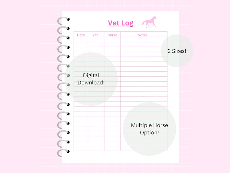Printable Horse Vet Records, Horse Planner Insert, Horse Record Keeping ...