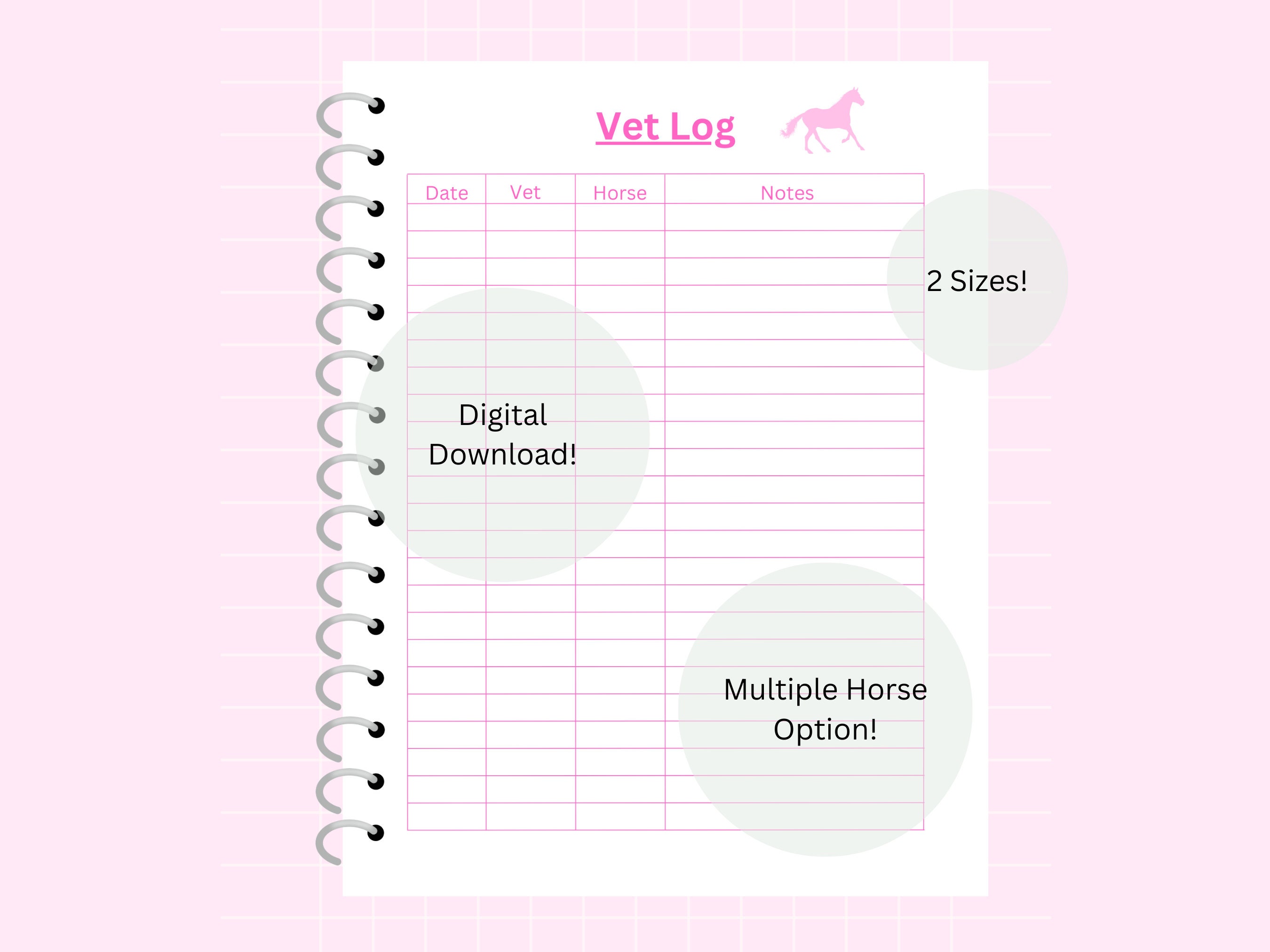 Printable Horse Vet Records, Horse Planner Insert, Horse Record Keeping ...