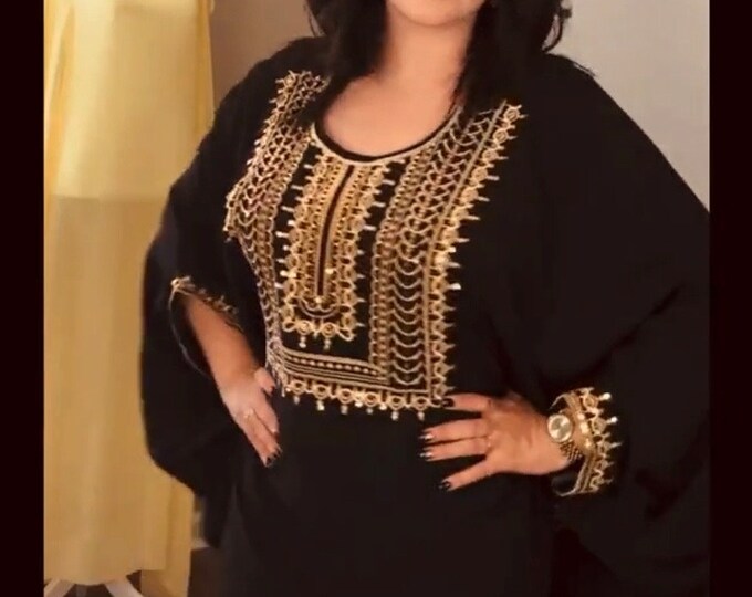 Egyptian Galabeya With Gold Trim and Sequins - Etsy