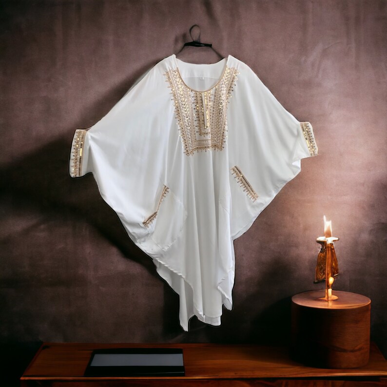 Egyptian Galabeya With Gold Trim and Sequins - Etsy