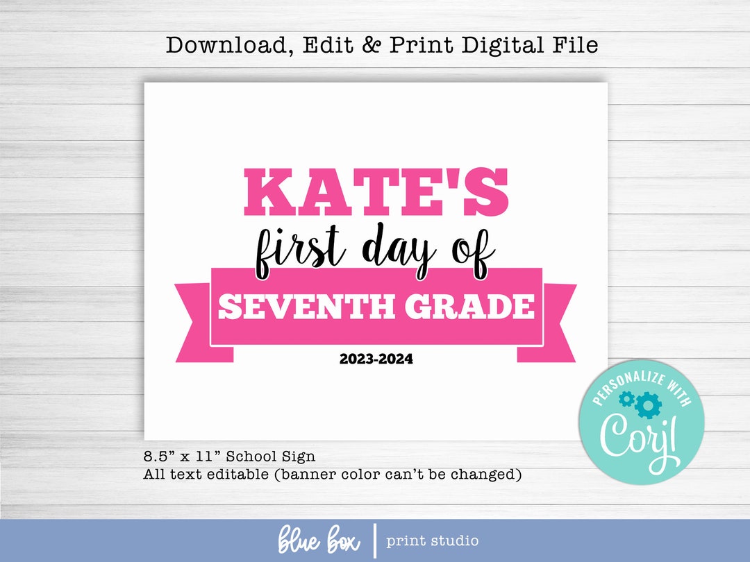 Editable Pink School Sign, Back to School Sign, First Day of School ...