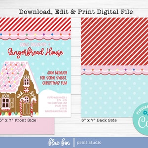 Editable Christmas Gingerbread House Decorating Party Invitation Red - Etsy