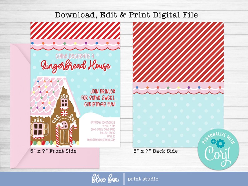 Editable Christmas Gingerbread House Decorating Party Invitation Red - Etsy