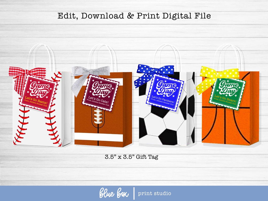 Editable Printable Gift Tag Game Day School Spirit Varsity Sports Good ...