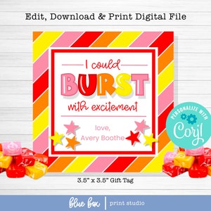 Editable Printable Gift Tag Teacher Starburst Stars Bursting Back to ...