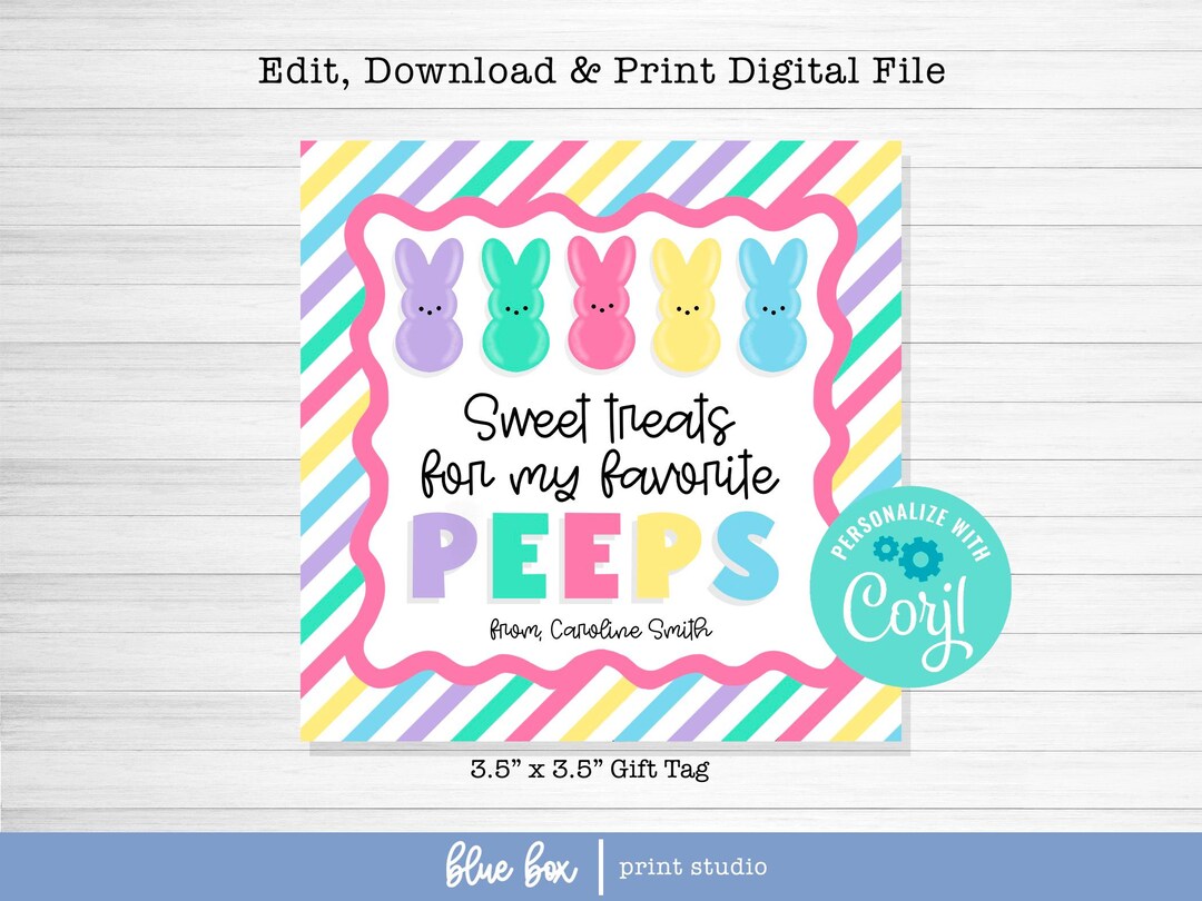 Editable Printable Gift Tag Easter Spring Bunny Pastel - Etsy