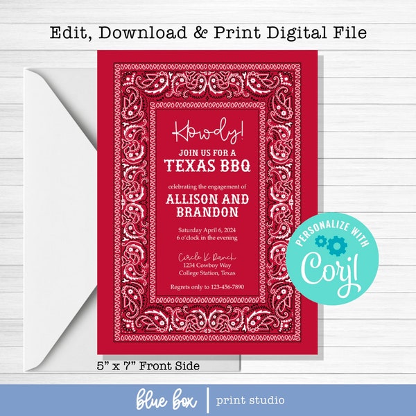 Bandana Party Invitation - Etsy