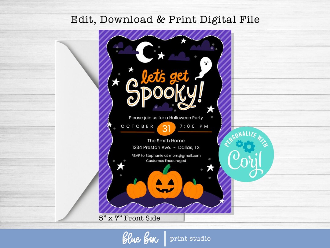 Editable Printable Let's Get Spooky Halloween Jacko Lanterns Pumpkin ...