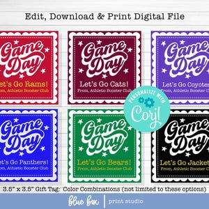 Editable Printable Gift Tag Game Day School Spirit Varsity Sports Good ...