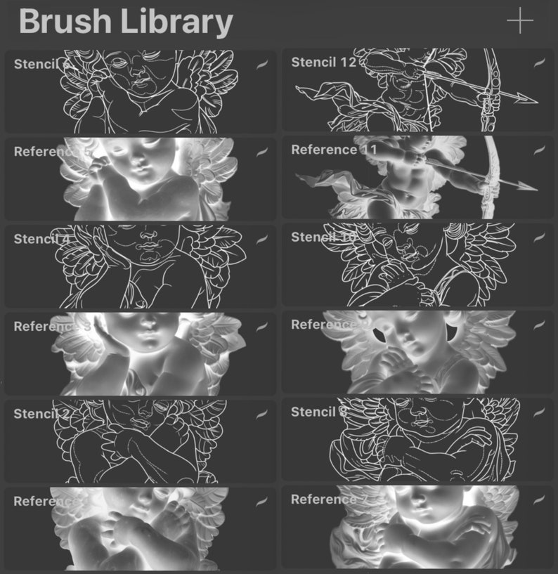 12x Procreate Baby Angel Tattoo Stamps Brushes Set for Tattoo Designer ...