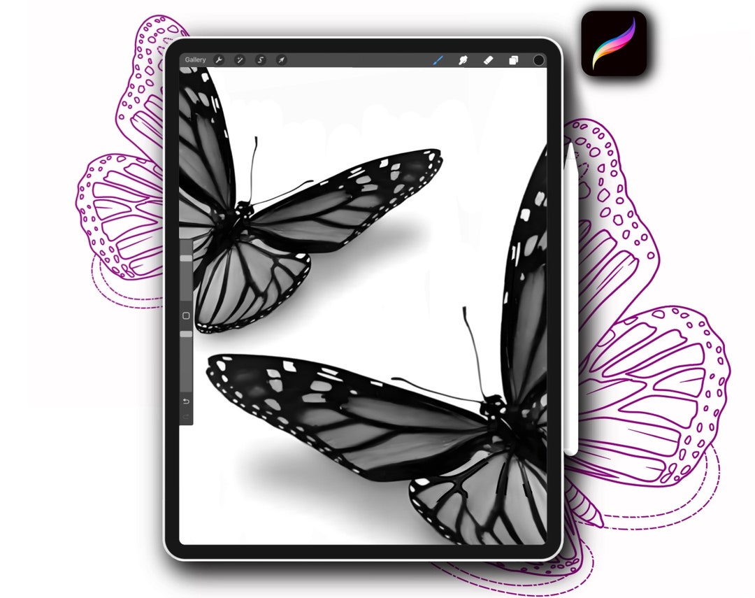 12x Procreate Butterfly Tattoo Stamps Brush Set for Tattoo Designs ...