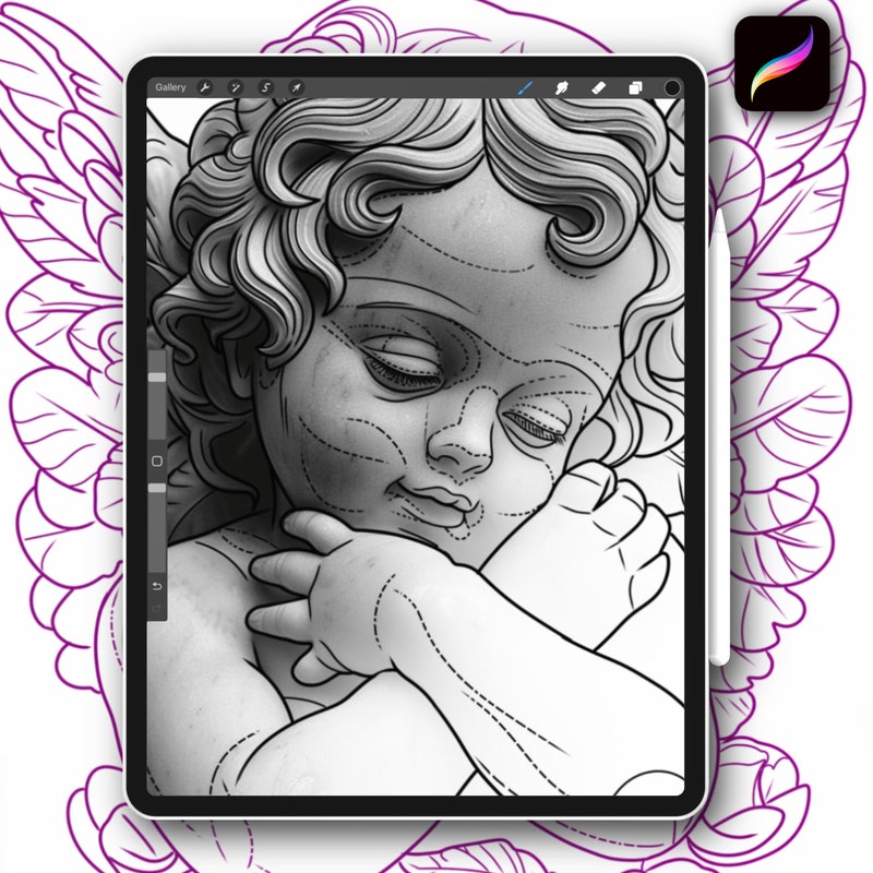 Angel Tattoo Stencil - Etsy