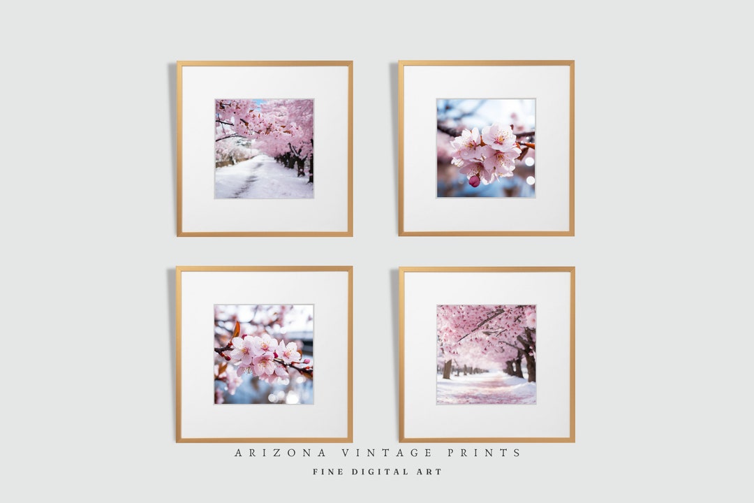 Cherry Blossom Prints: Spring Snow Gallery Wall Art (digital Download ...