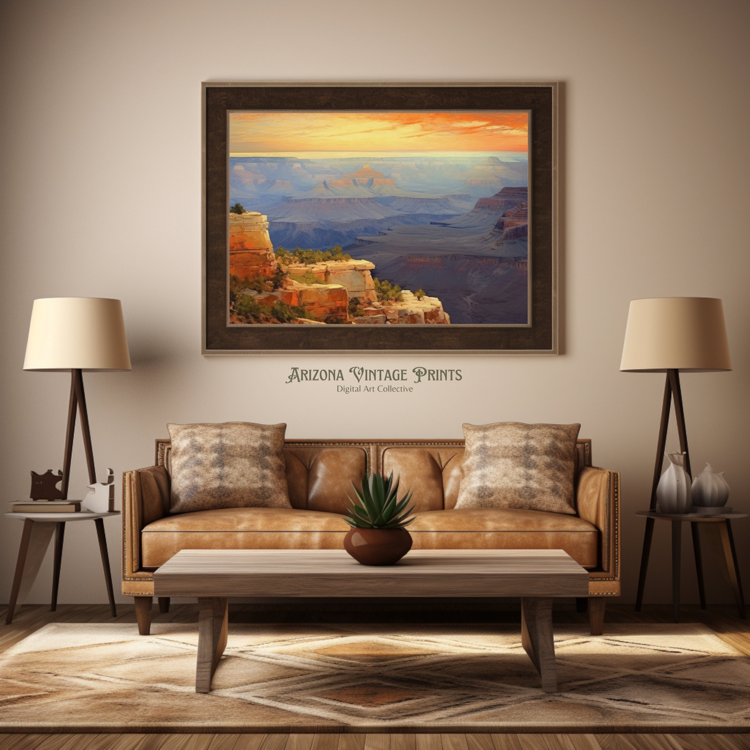 PRINTABLE Scenic Overlook View of the Grand Canyon at Sunset Painting ...