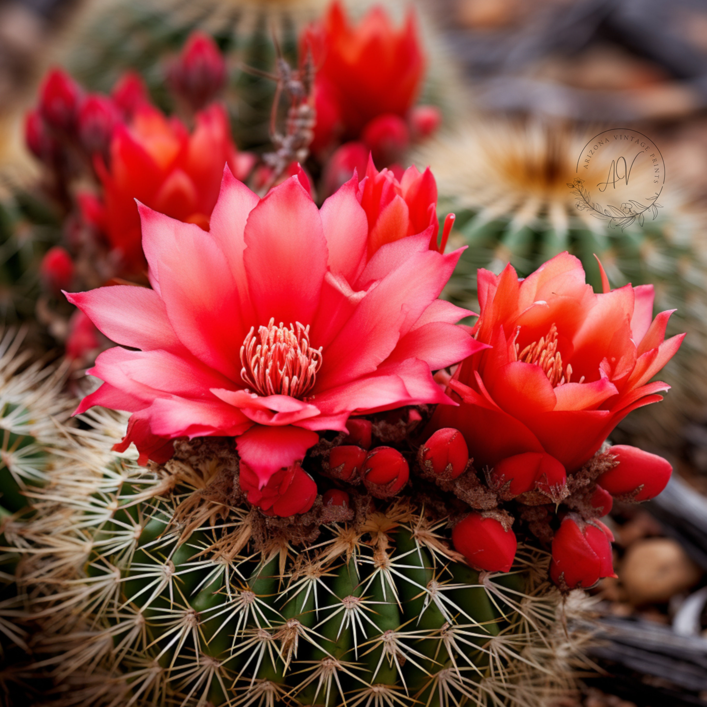 PRINTABLE Barrel Cactus Flower Bloom | Close up Picture | Digital ...