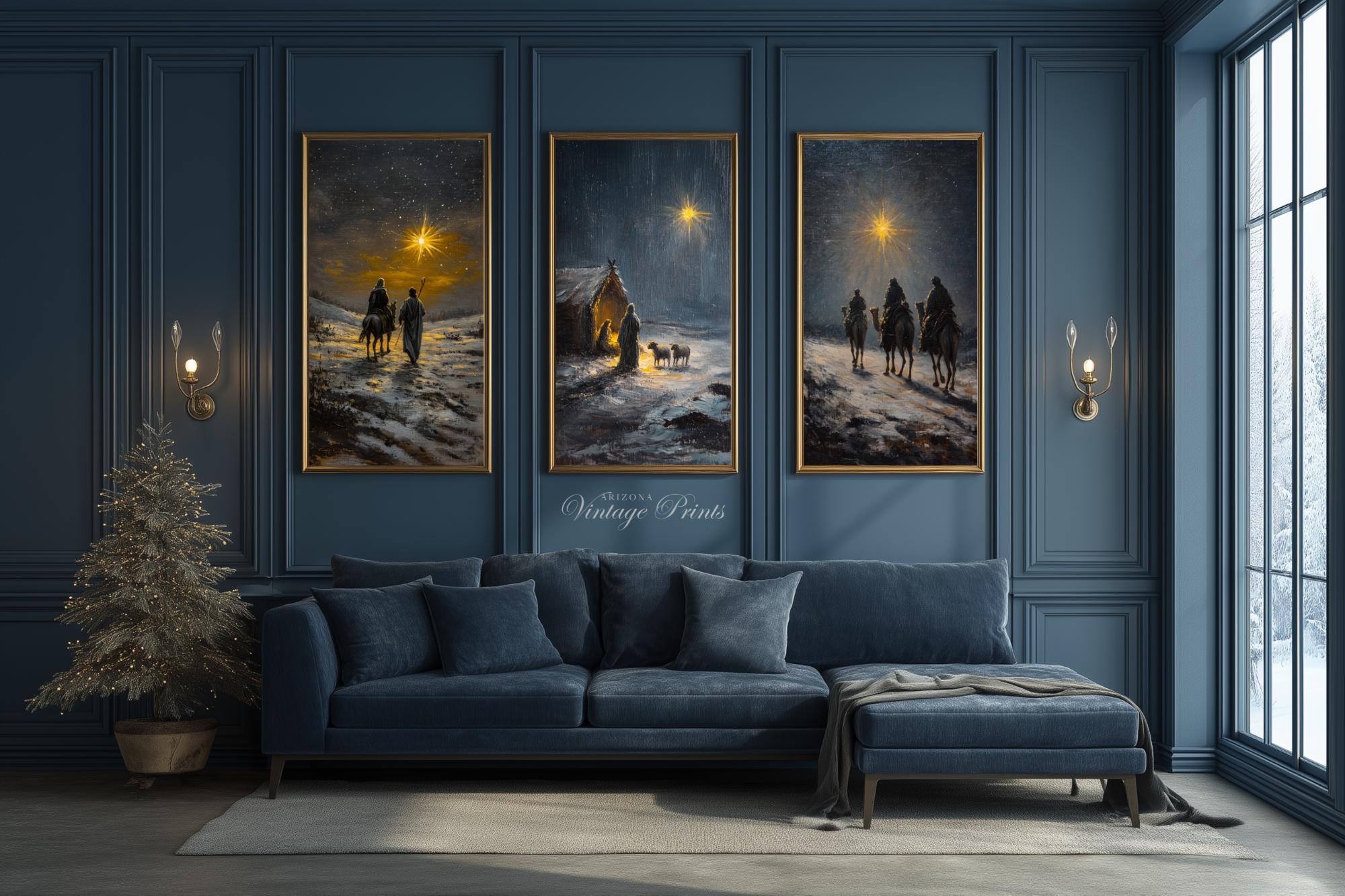 Vintage Nativity Scene Print Set: Impressionist Christmas Art (digital ...
