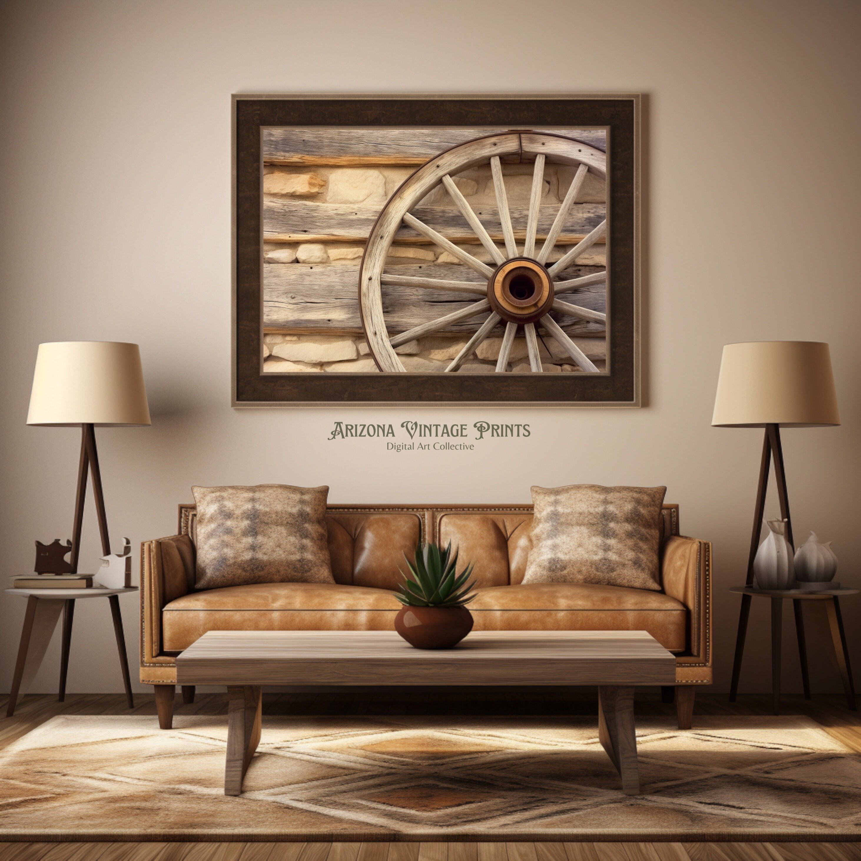 PRINTABLE Rustic Antique Wagon Wheel Print | Vintage Southwest Art ...