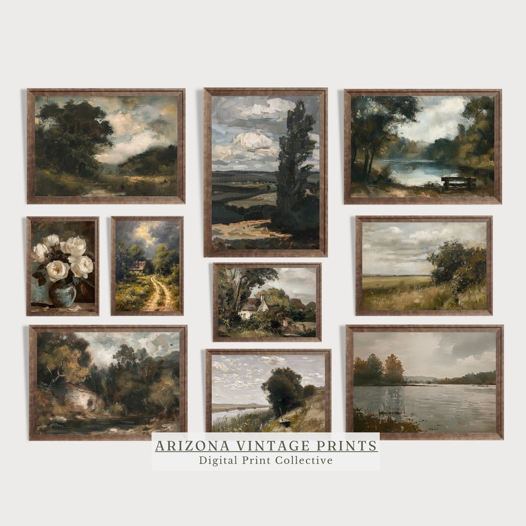 French Country Prints Set: Vintage Farmhouse Landscape Art (digital ...