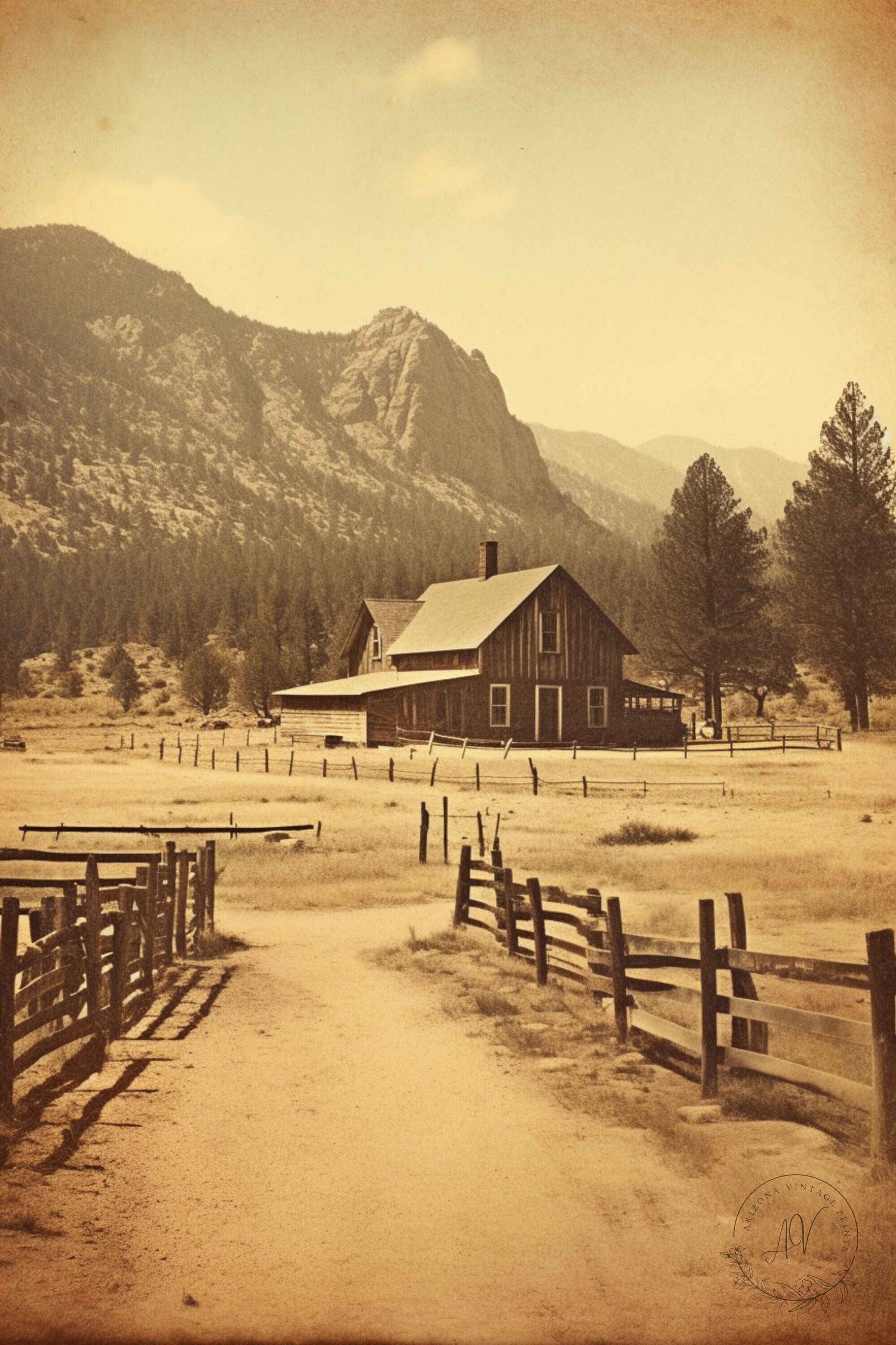 PRINTABLE Antique Photo of a Ranch in the Desert Southwest Vintage ...