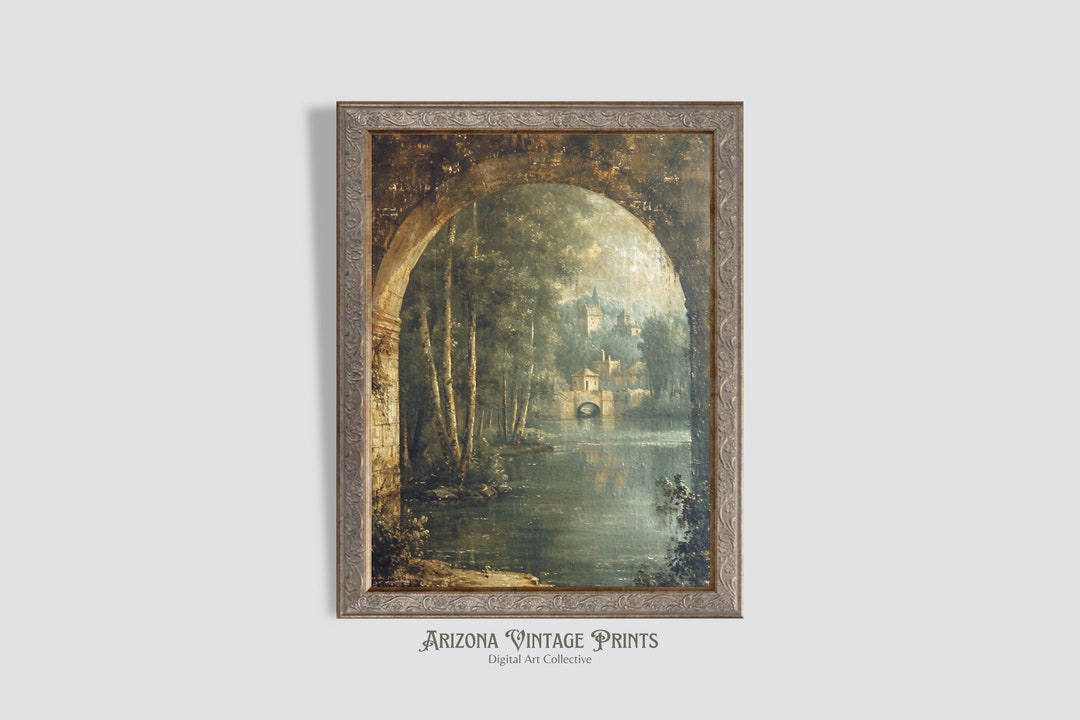 PRINTABLE - Under the Bridge | Antique Baroque Style Painting | Vintage ...