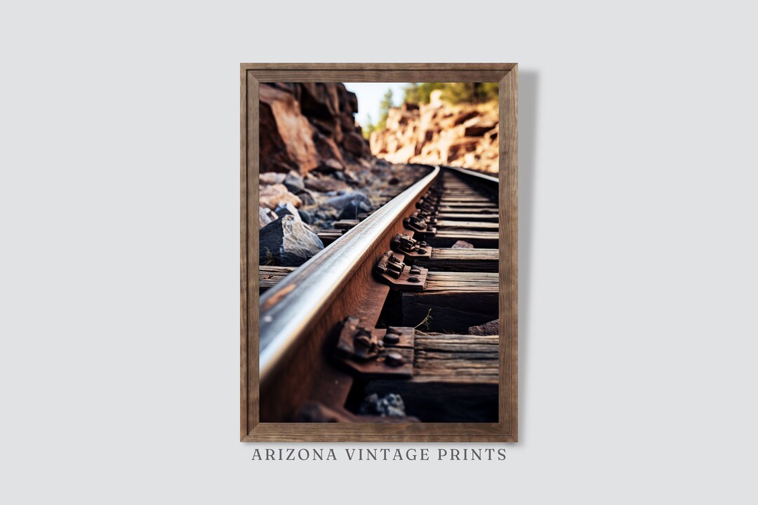 Desert Canyon Train Tracks Print: Rustic Southwest Art (digital ...