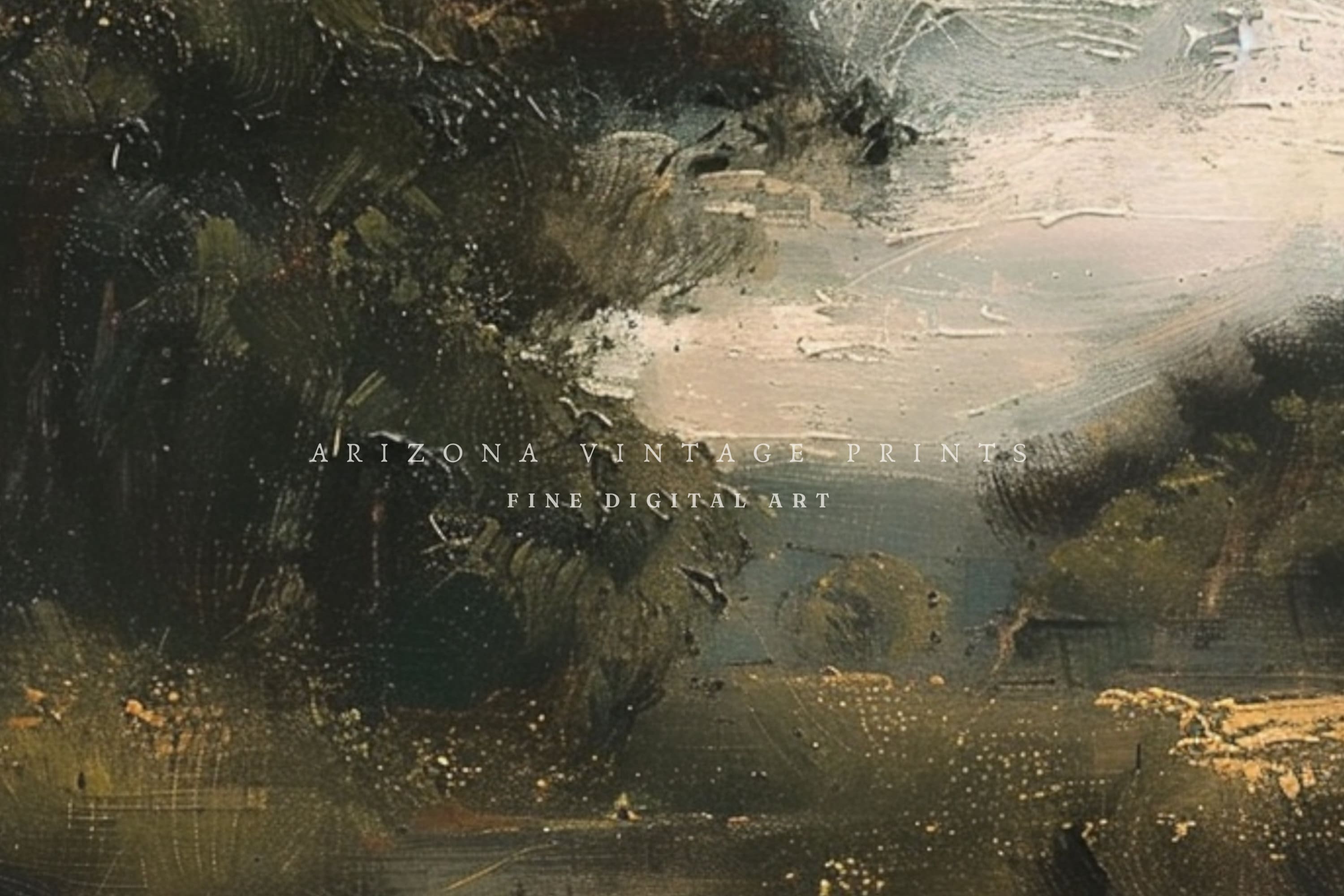 PRINTABLE Moody Country Landscape Antique Impressionist Painting ...