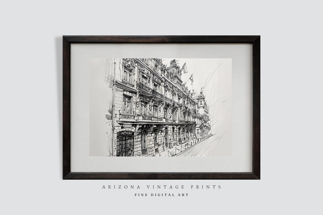 PRINTABLE - Paris Cityscape Drawing | Vintage Pencil Sketch ...