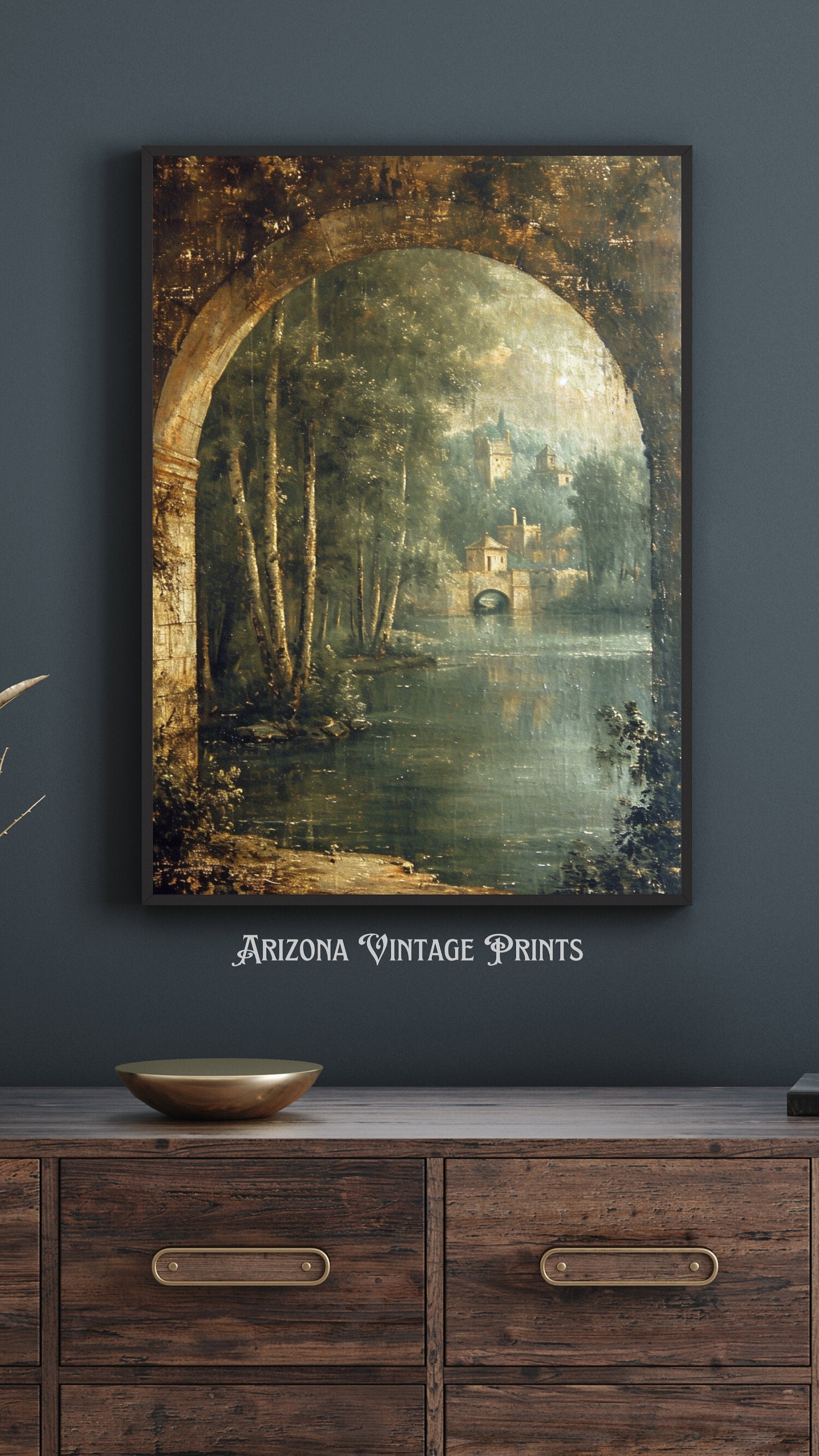 PRINTABLE Under the Bridge Antique Baroque Style Painting Vintage ...