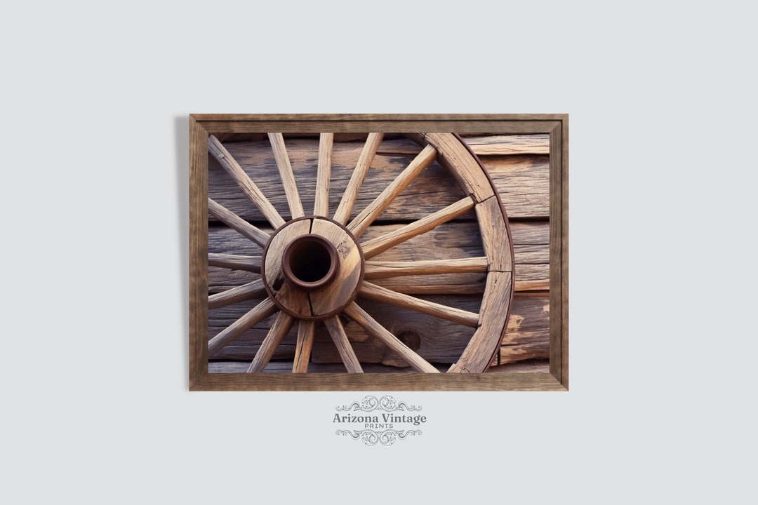 PRINTABLE Rustic Antique Wagon Wheel Print | Vintage Southwest Art ...
