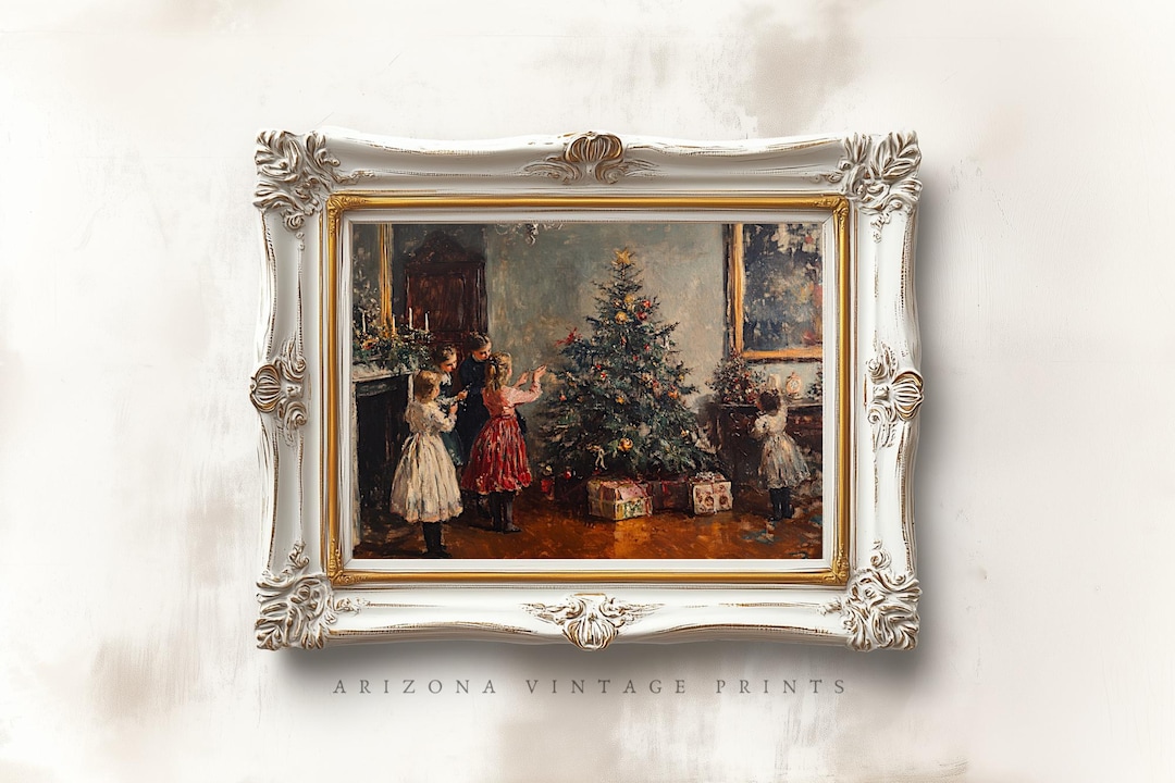Vintage Christmas Tree Impressionist Painting: Holiday Home Decor ...