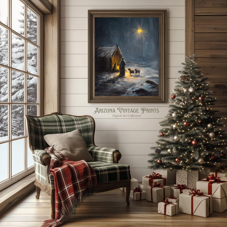 Nativity of Jesus Christ Print: Vintage Impressionist Christmas Art ...