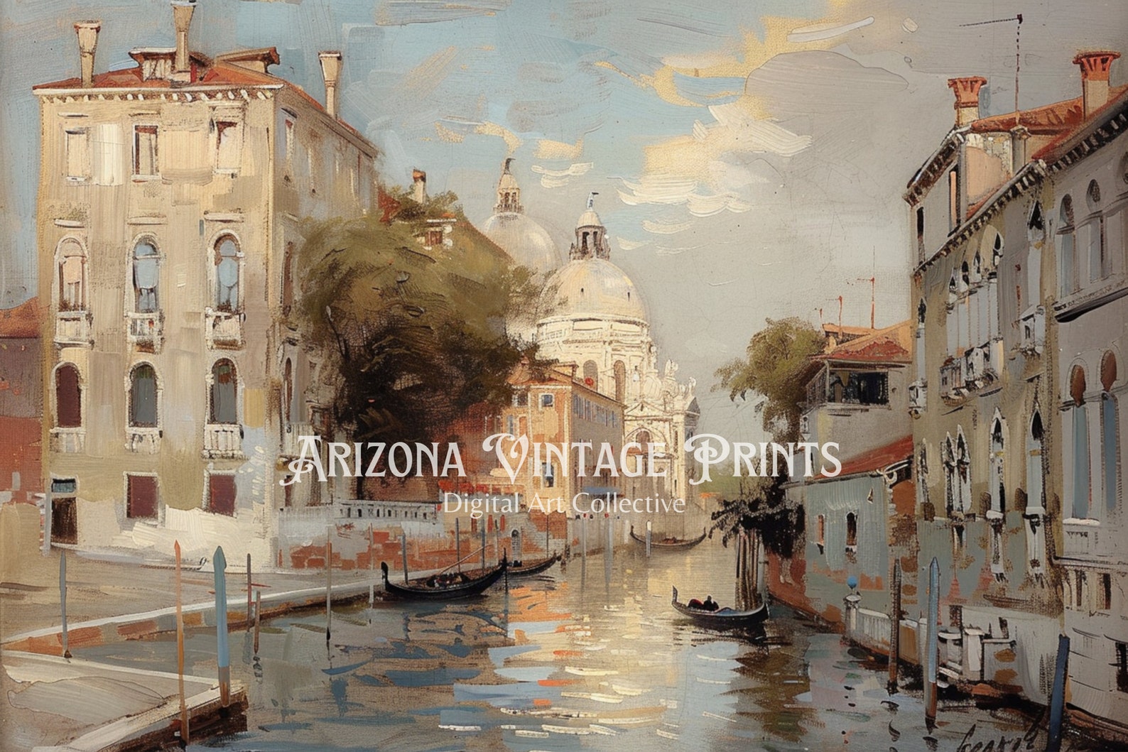 PRINTABLE - Canals of Venice - Antique Impressionist Oil Painting ...