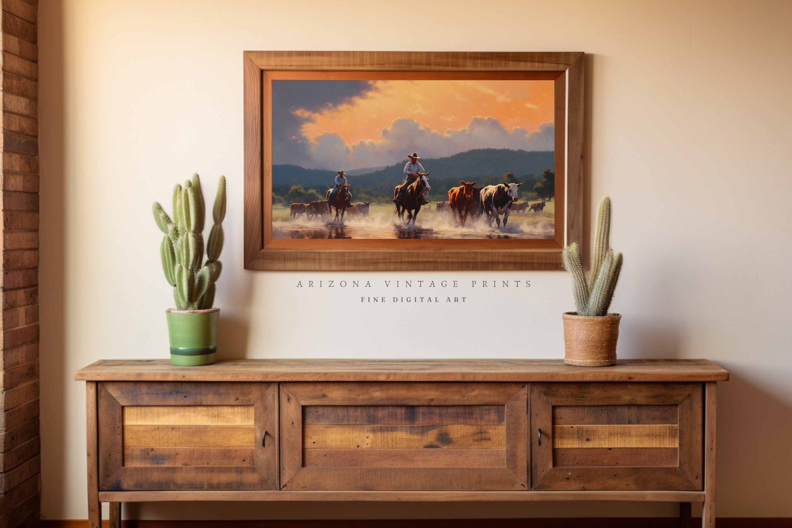 Rustic Southwest Gallery Wall Art Set: Vintage Horse & Desert Prints ...