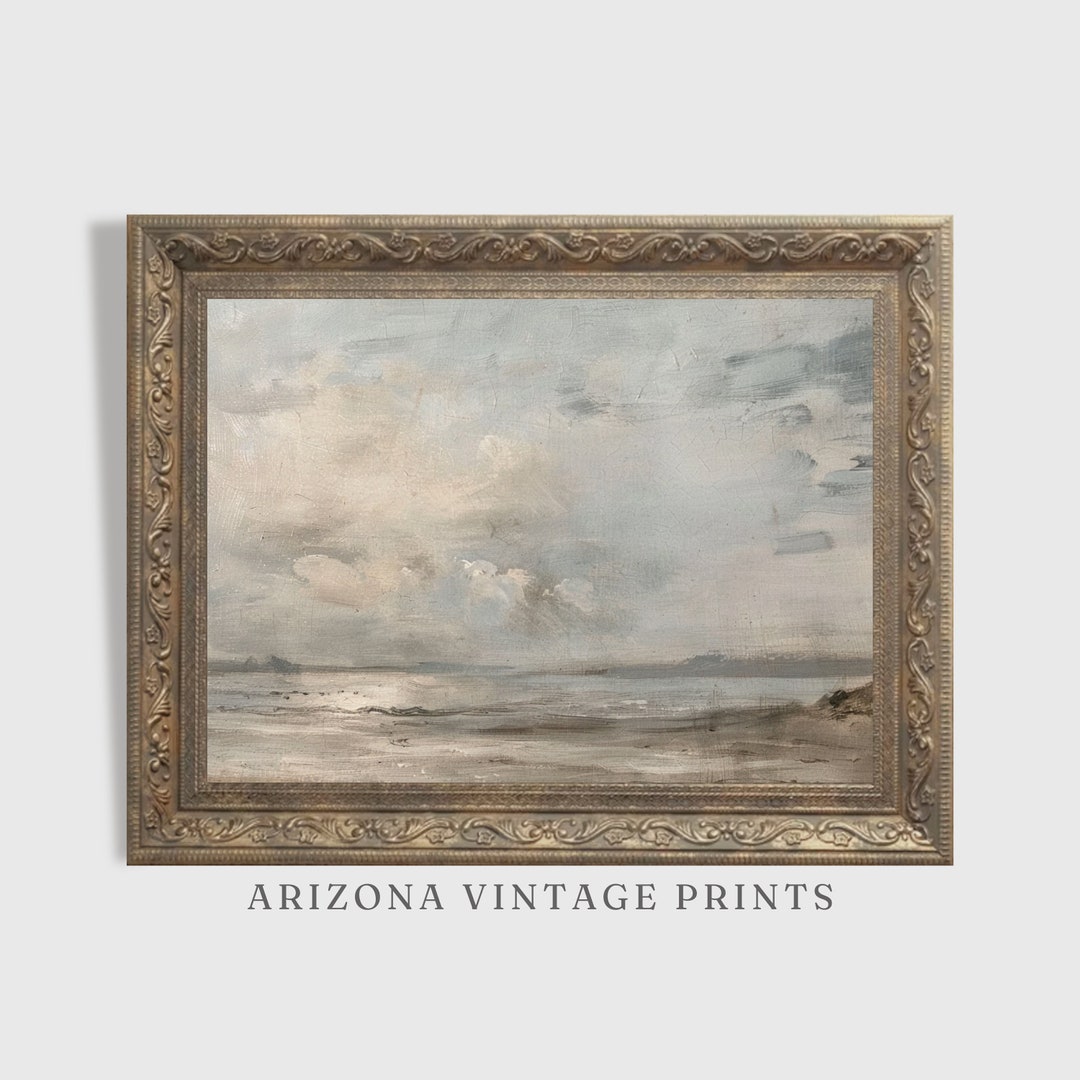 Muted Beach Landscape Print: Vintage Impressionist Oil Painting ...